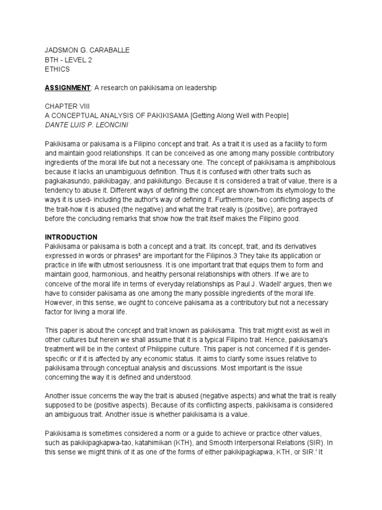 Pakikisama | PDF | Reason | Concept