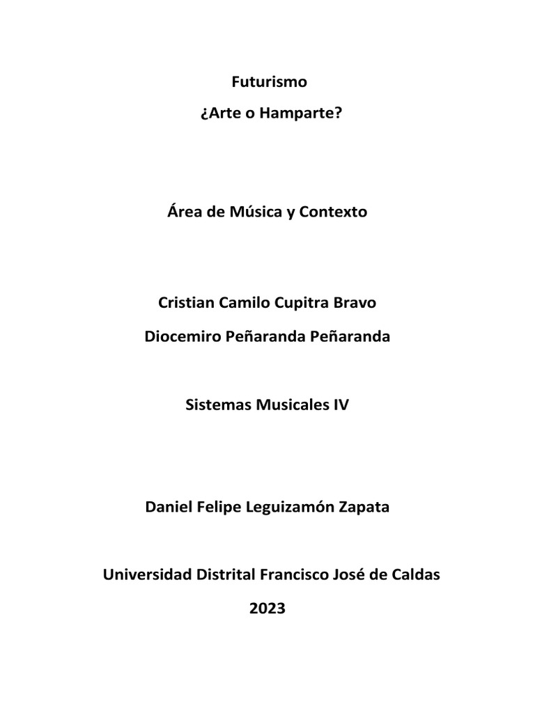 Futurismo: Arte o Hamparte | PDF | Arte de performance | Estética
