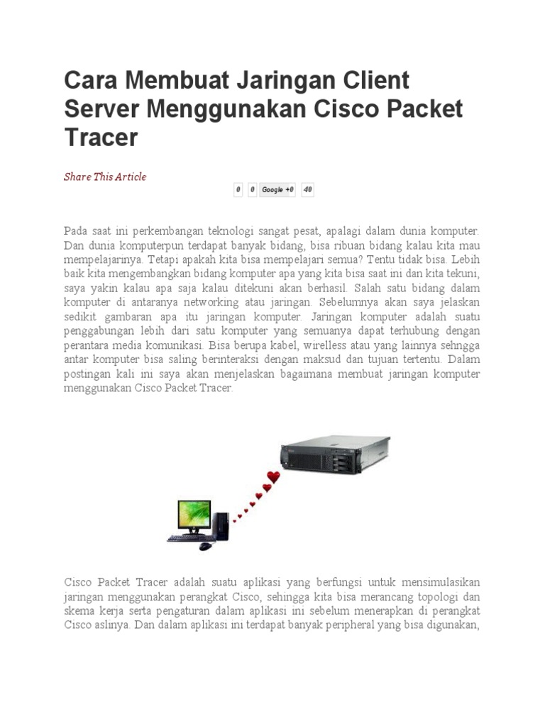 Cara Membuat Jaringan Client Server Menggunakan Cisco Packet Tracer | PDF