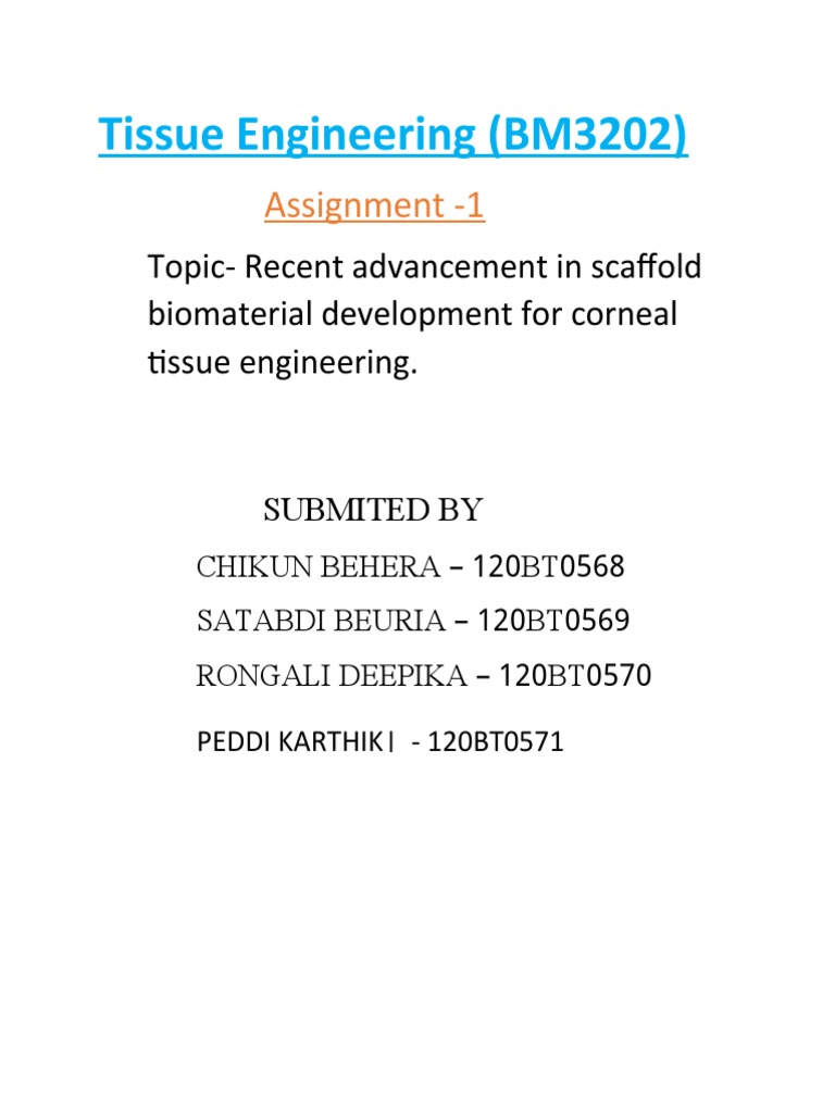 Tissue Engineering Assignment - 1 | PDF | Cornea | Tissue Engineering
