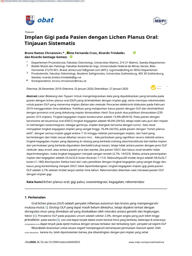 Implant & Lichen Planus (3) .En - Id | PDF