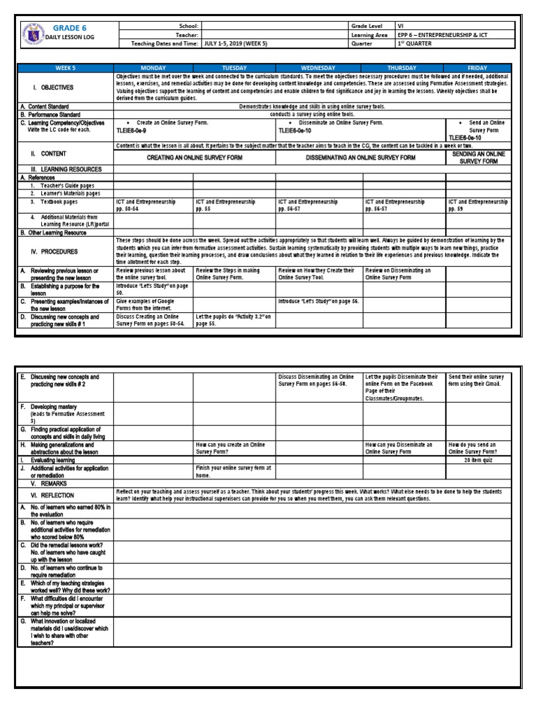DLL Epp 6-Ict q1 Week 5 | PDF | Educational Technology | Learning