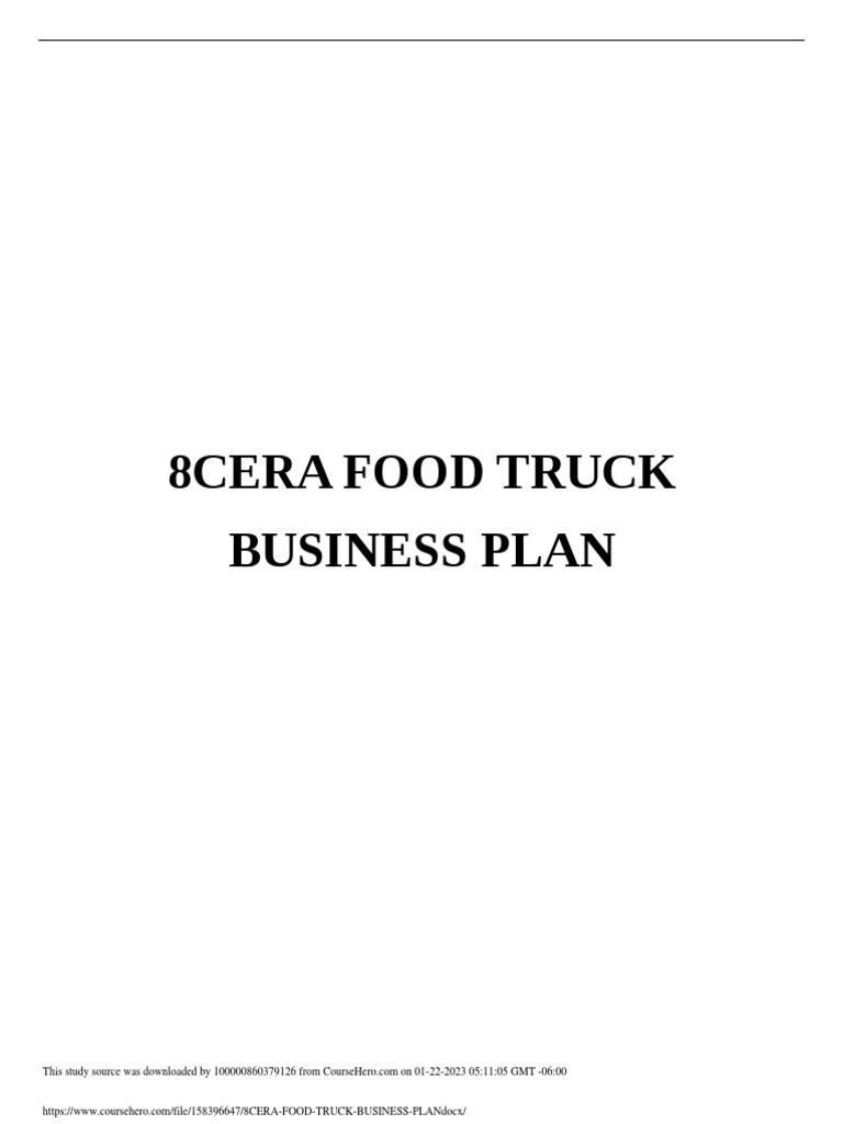 8CERA Food Truck Business Plan | PDF | Marketing | Hamburgers