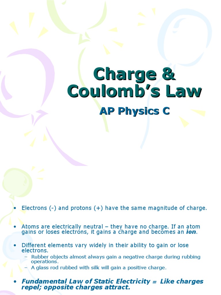 Charge and Coulombs Law Final | PDF | Electric Charge | Electron