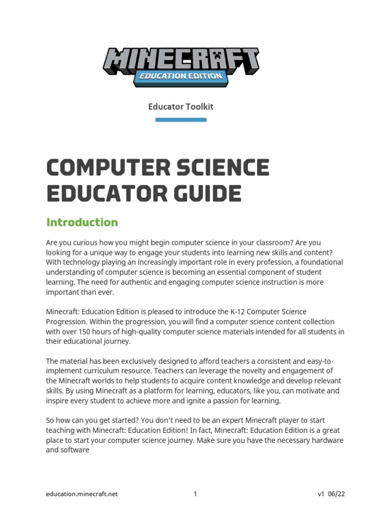 Minecraft CS Curriculum Guide 0622 | PDF | Control Flow | Teachers