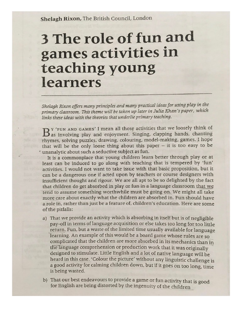 The Role of Fun and Games | PDF | Learning | Language Acquisition
