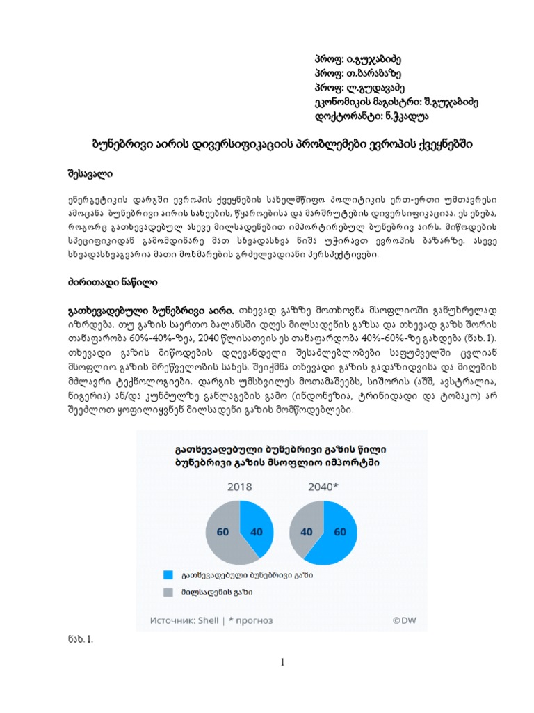 ბუნებრივი აირის დივერსიფიკაციის პრობლემები ევროპის ქვეყნებში. საქართველოს ნავთობი და გაზი N34 ...