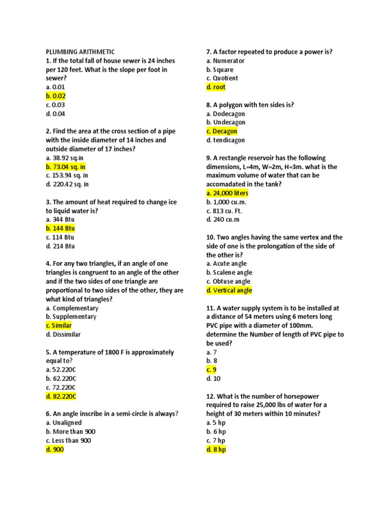 Plumbing Arithmetic | PDF | Depreciation | Financial Capital