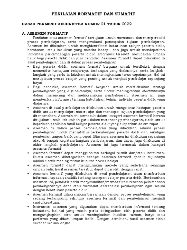 PENILAIAN FORMATIF & SUMATIF | PDF