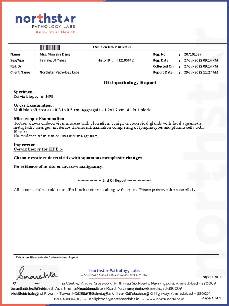 Histopathology Report: Specimen: Gross Examination: Microscopic ...