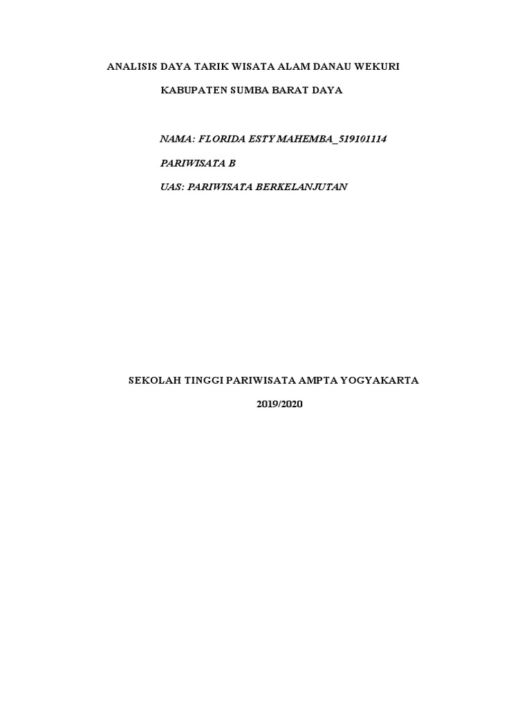 (519101114 - Florida Esty Mahemba) Uas Pariwisata Berkelanjutan | PDF