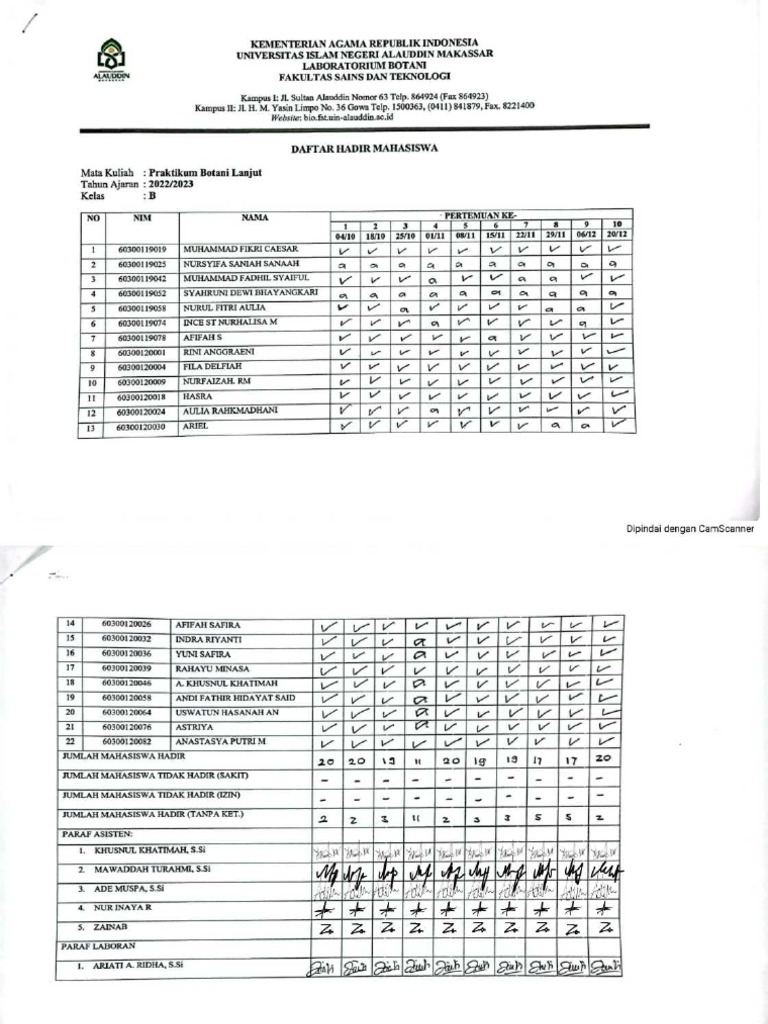 Praktikum Botani Lanjut - Biologi B - 11zon | PDF