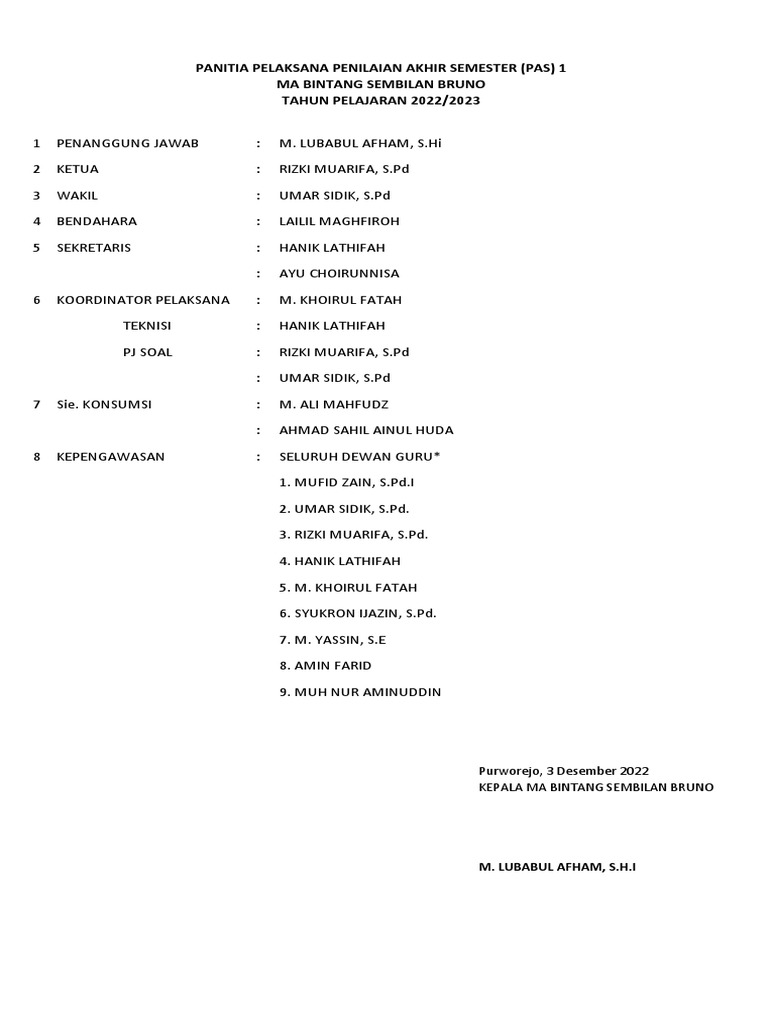 Panitia Pas 1 | PDF
