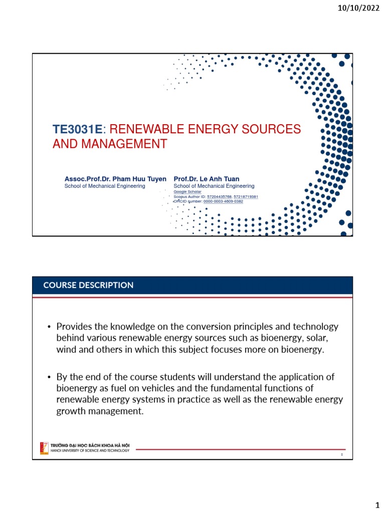Renewable Energy Course Overview | PDF | Renewable Energy | Energy ...