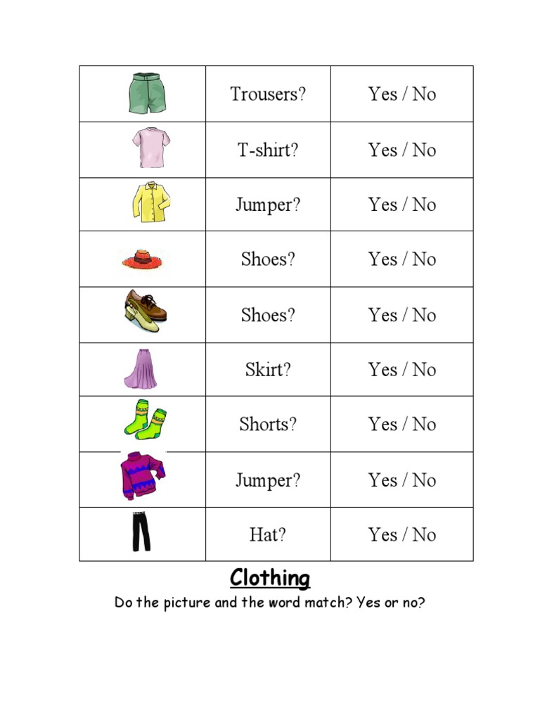 Clothing Item Identification Quiz | PDF