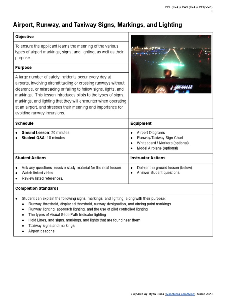 Airport Signs, Markings, and Lighting Guide | PDF | Runway | Airport