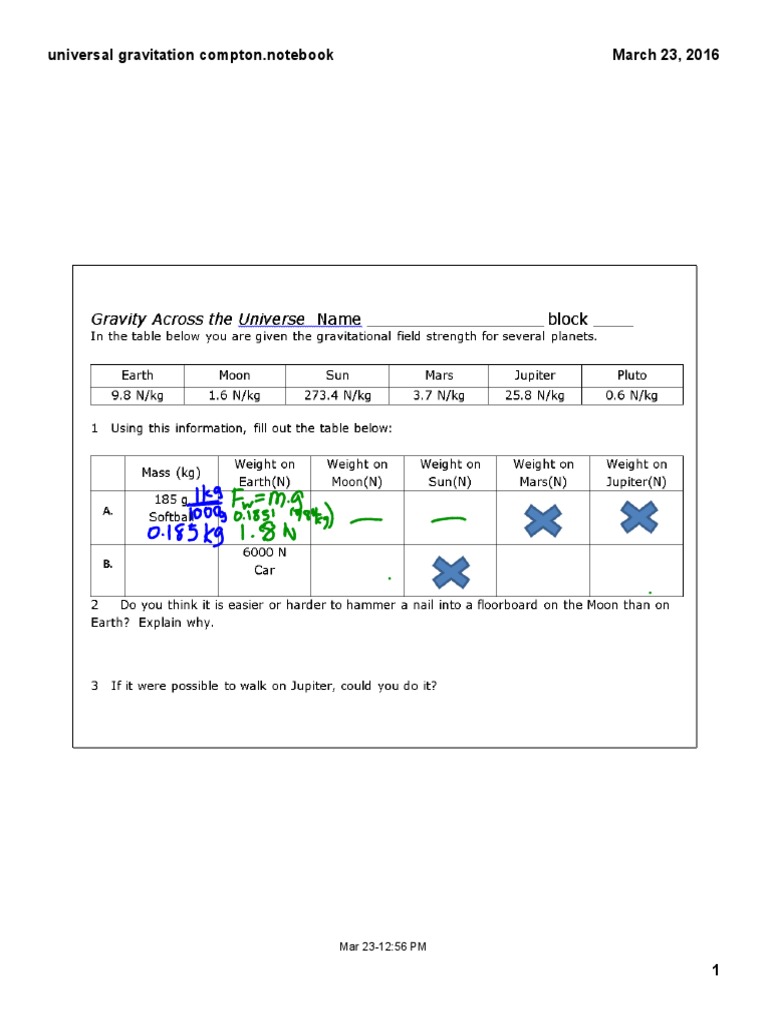 Gravitational Force Calculation Guide | PDF | Gravity | Newton's Law Of ...