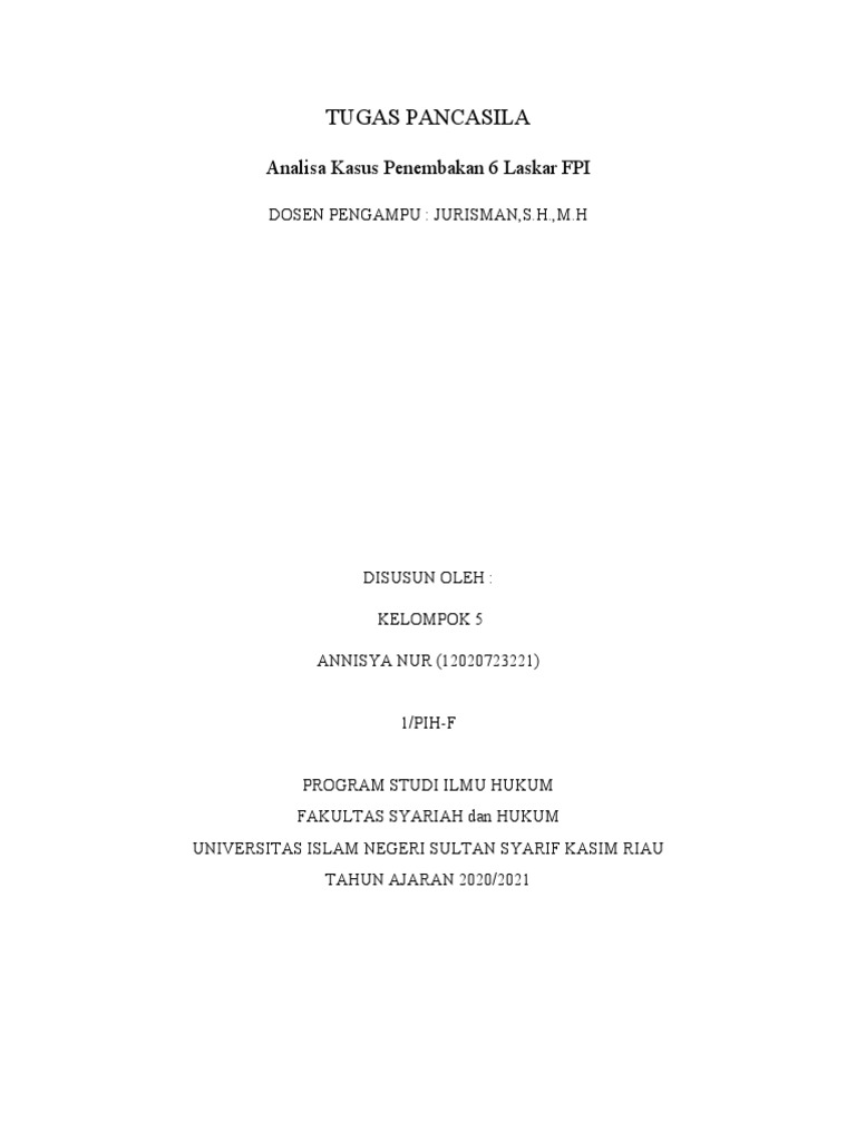 Analisa Kasus Penembakan 6 Laskar FPI | PDF