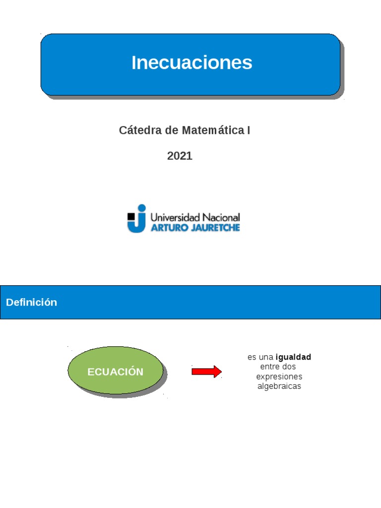Matemática I Teoría 03 Inecuaciones | PDF | Ecuaciones | Desigualdad (Matemáticas)