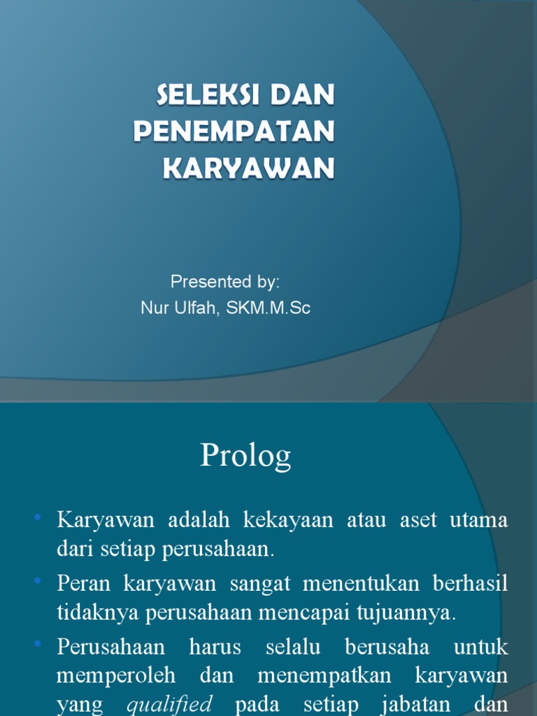 Seleksi Dan Penempatan Karyawan | PDF | Karier & Perkembangan