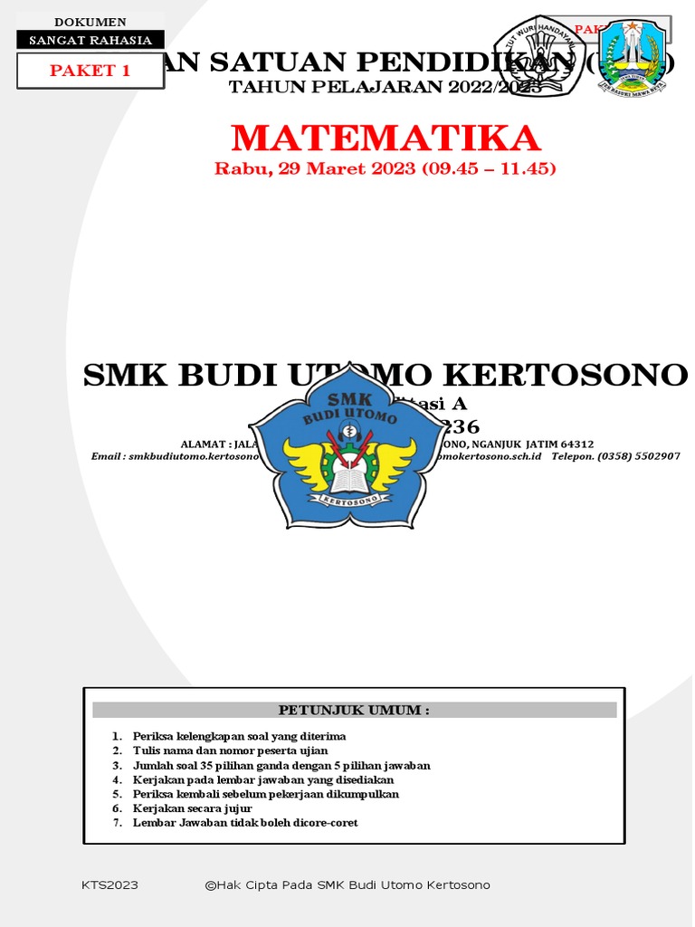 Format Sampul Dan Naskah Soal Usp 23 | PDF