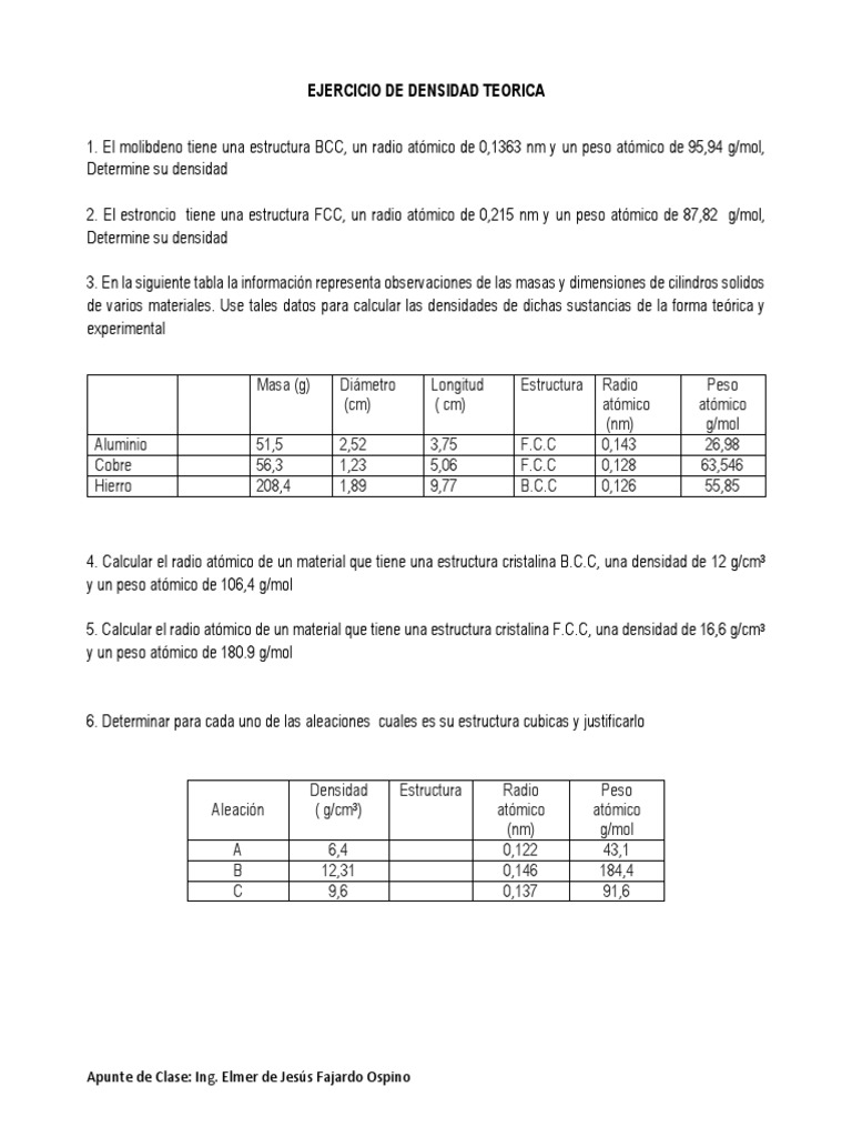 Ejercicio de Densidad | PDF