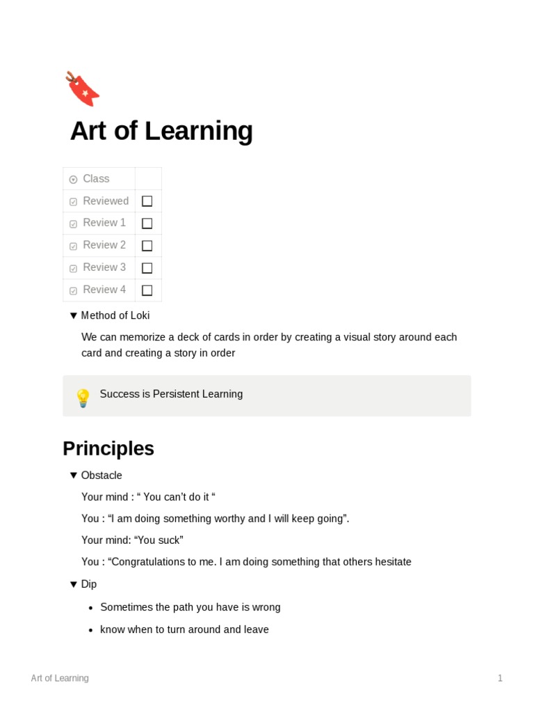 Art of Learning | PDF | Habits | Goal