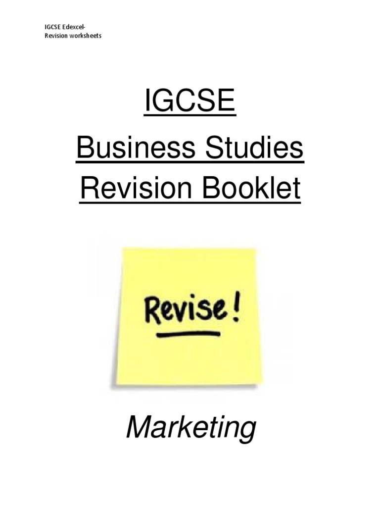 Marketing Revision Booklet | PDF | Pricing | Marketing Research