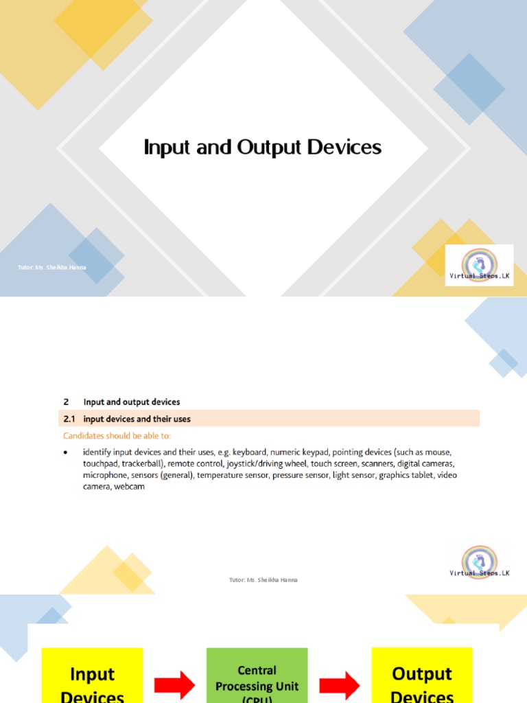 Cambridge Igcse Ict Chapter 2 And 3 Input And Output Devices Storage Devices And Media Pdf