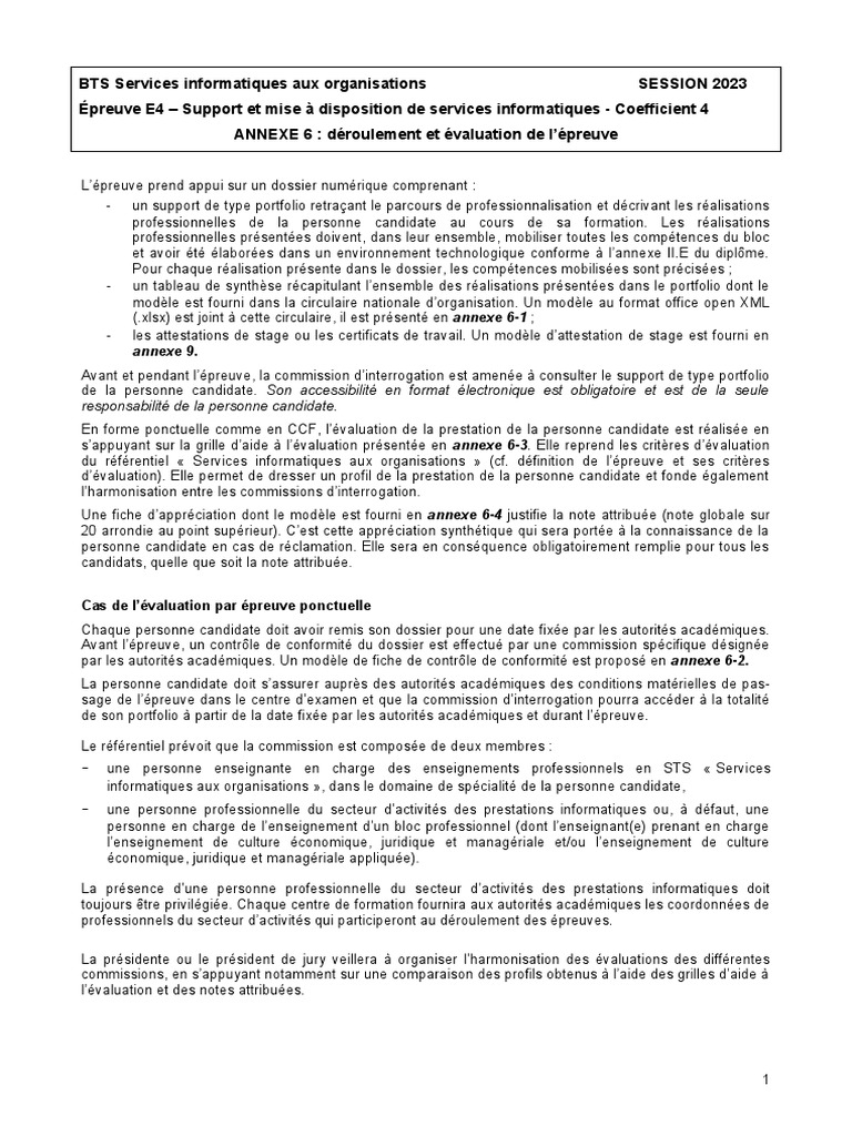 6 - Annexes 6 - Epreuve E4 - BTS SIO 2023 | PDF | Informatique | Logiciel