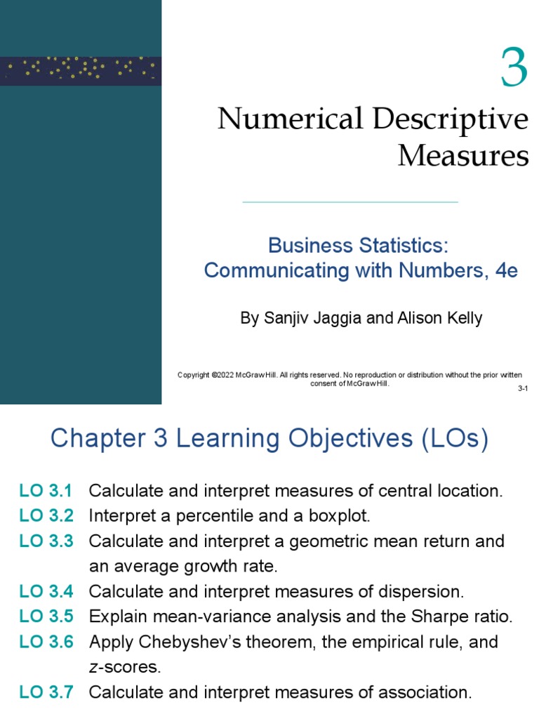 Jaggia4e Chap003 PPT | PDF | Mean | Coefficient Of Variation