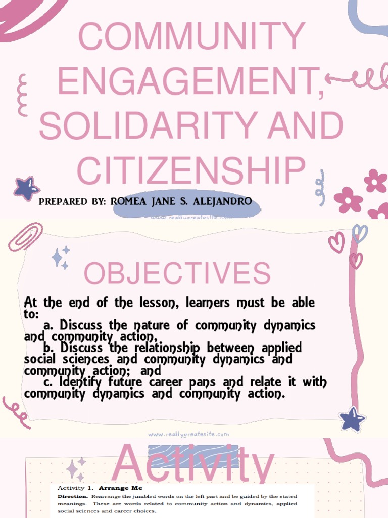 Community Engagement Solidarity and Citizenship Lesson 1 | Download ...