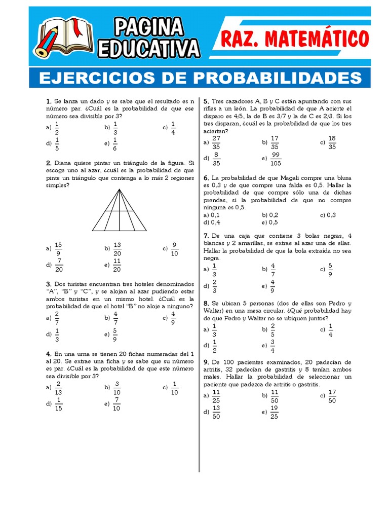 Ejercicios de Probabilidades Pagina Educativa | PDF | Probabilidad ...