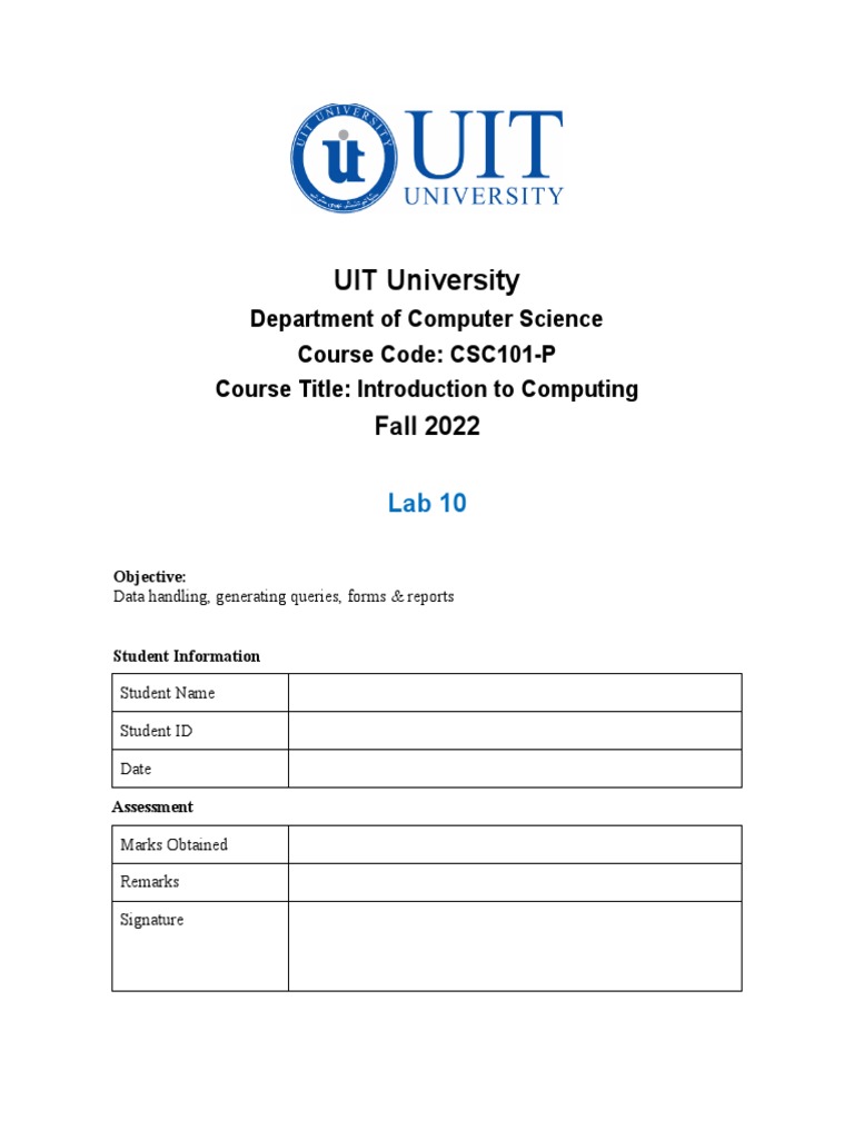 Fall-22 CSC101 ICT Lab 10 Printables | PDF