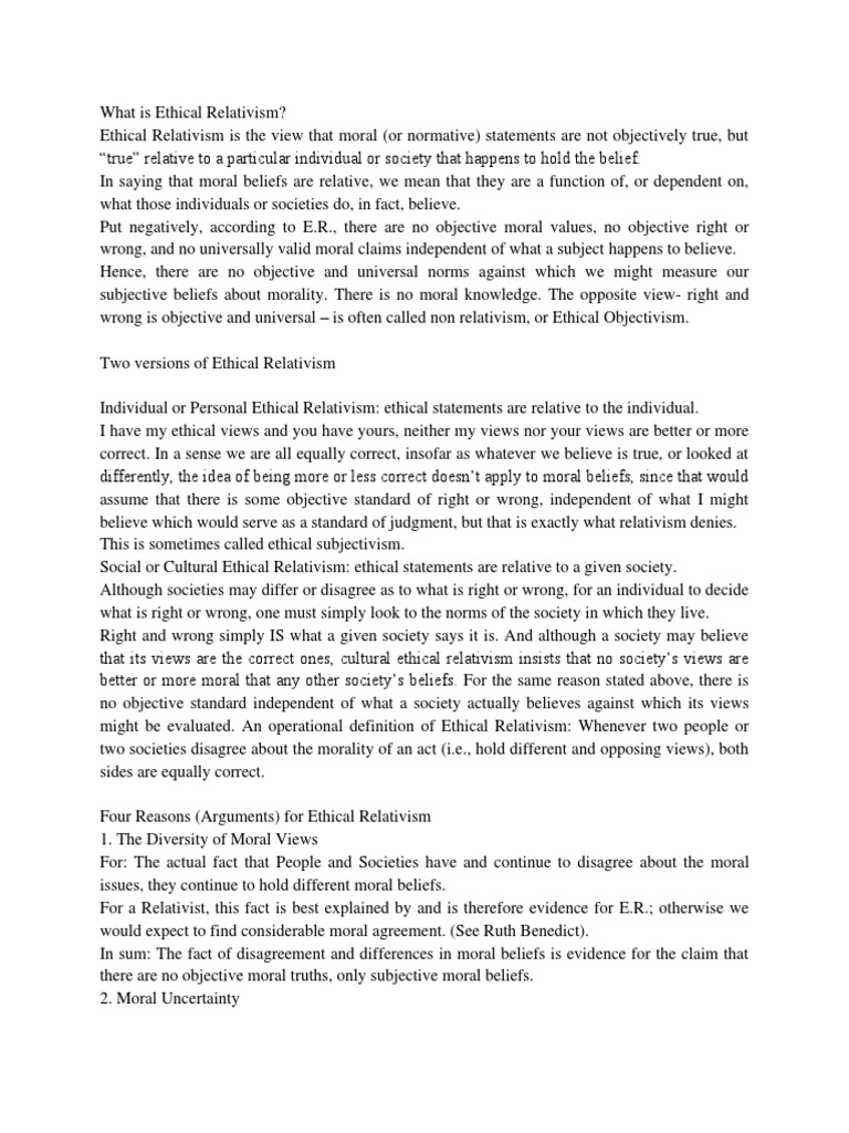 Understanding Ethical Relativism Explained | PDF | Relativism ...