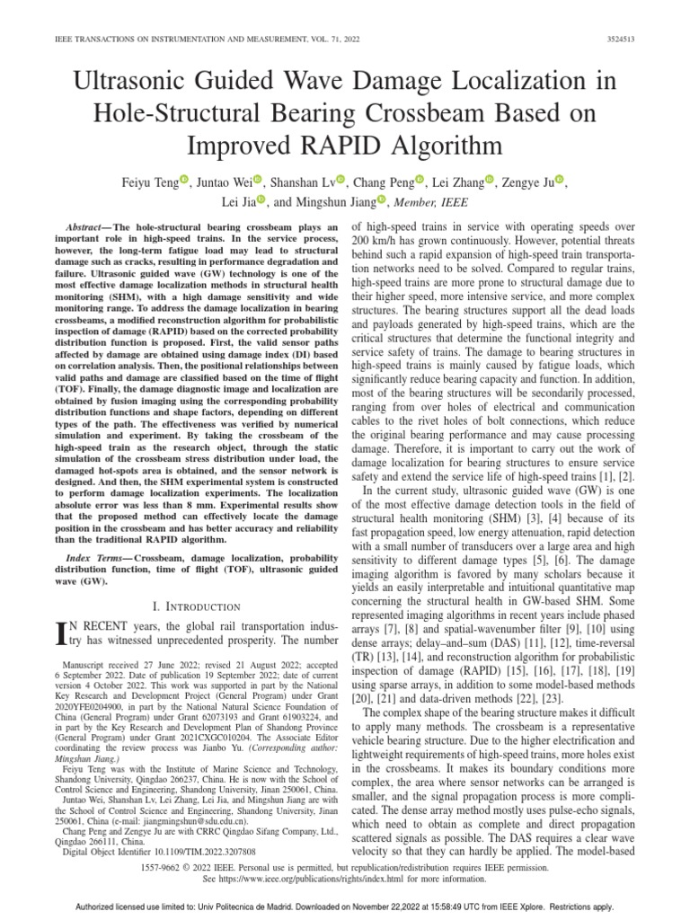 Ultrasonic Guided Wave Damage Localization in Hole-Structural Bearing ... Ultrasonic Guided Wave Damage Localization in Hole-Structural Bearing ...