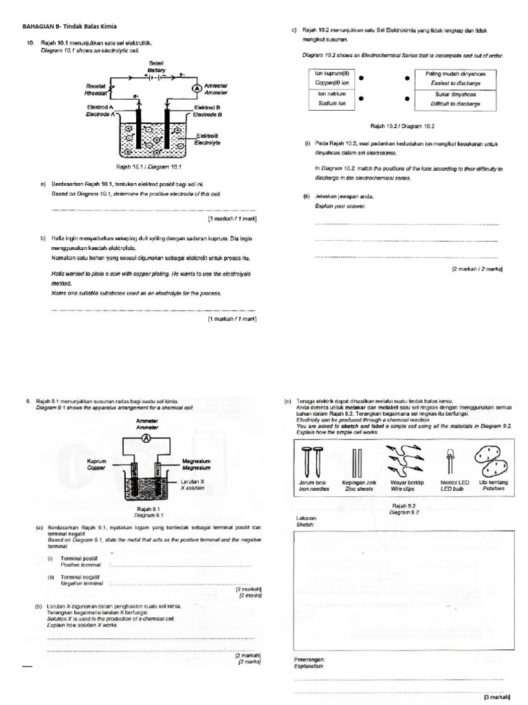 Pecutan Sains SPM BAHAGIAN B - Tindak Balas Kimia | PDF