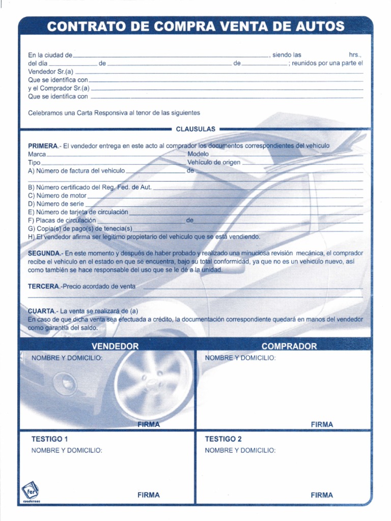 Contrato de Compra Venta de Autos | PDF Contrato de Compra Venta de Autos | PDF
