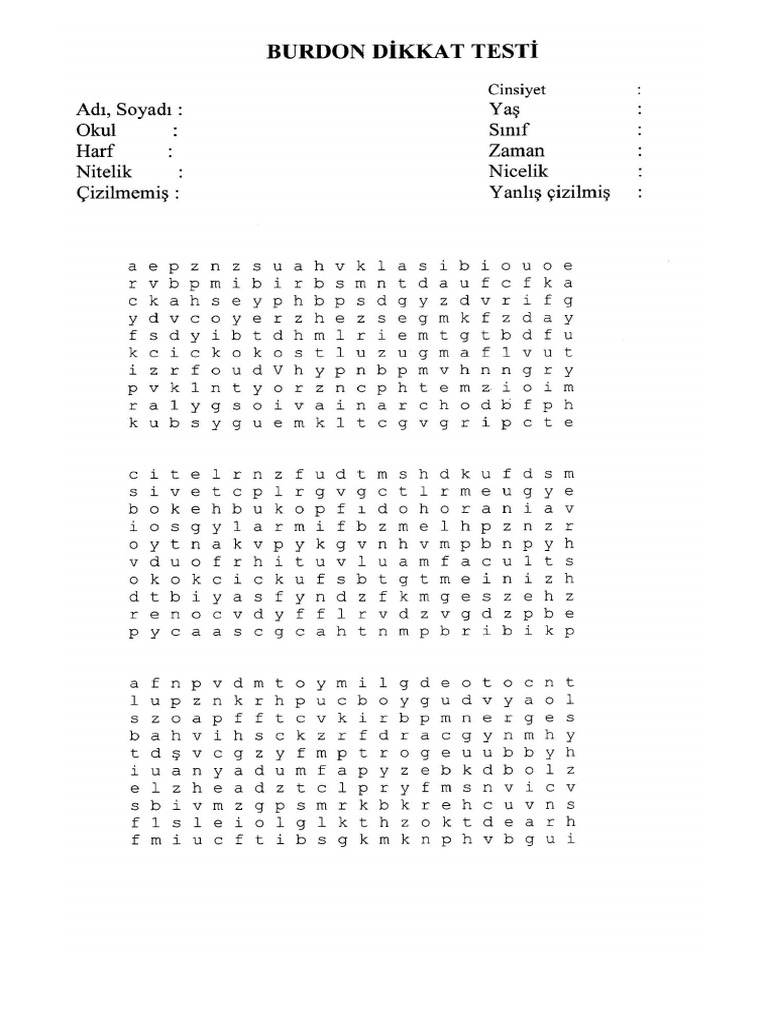 Burdon Dikkat Testi | PDF