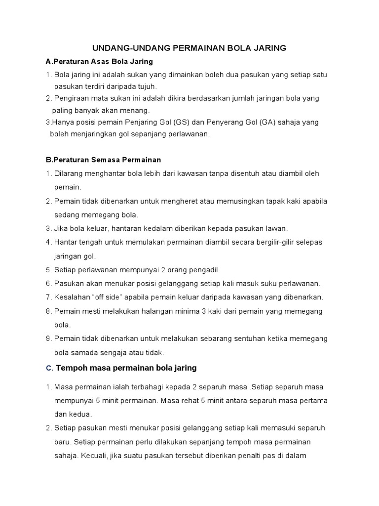 Undang-undang Pertandingan Boja Jaring | PDF