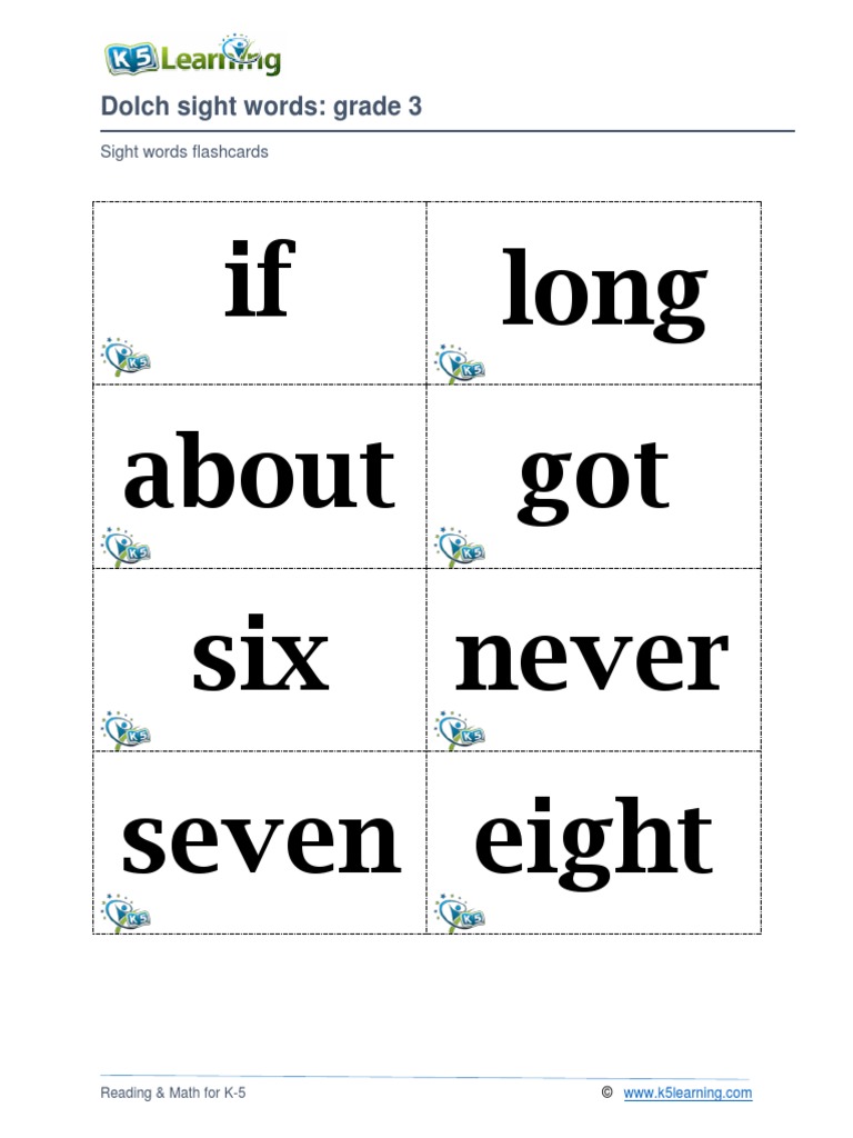 Dolch Third Grade Sight Words | PDF