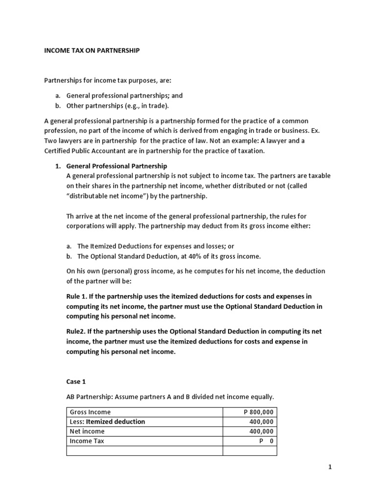Lesson 3 - INCOME TAX ON PARTNERSHIP | PDF | Tax Deduction | Income