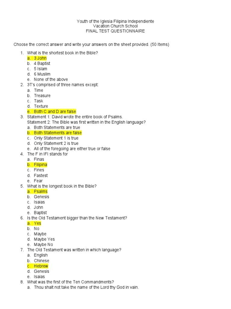VCS Final Test | PDF | Ten Commandments | Abrahamic Religions