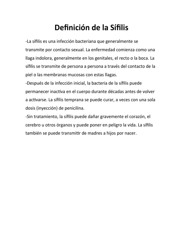 Definición de la Sífilis | PDF | Microbiología | Especialidades Medicas