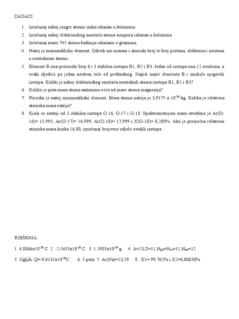ZADACI Kemija | PDF