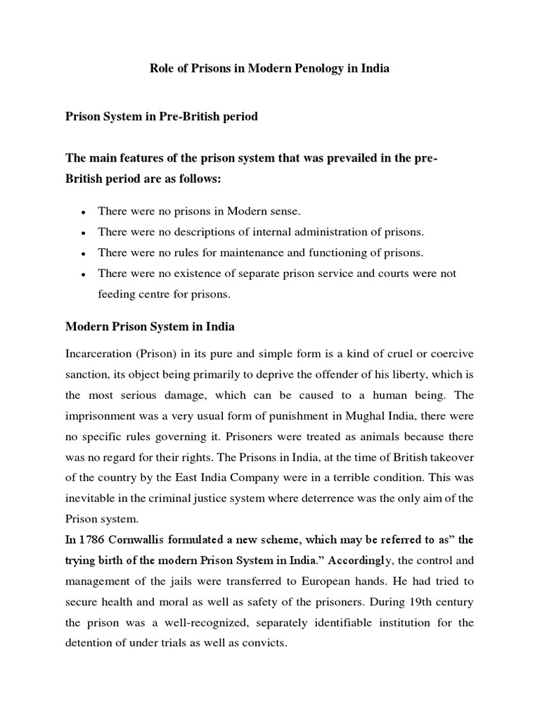 Prisons and Modern Penology in India | PDF | Prison | Crime & Violence