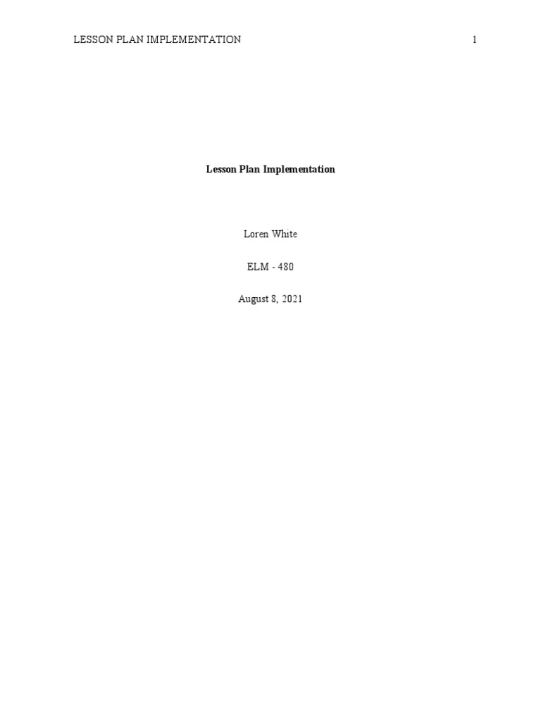 Lesson Plan Implementation Pdf 