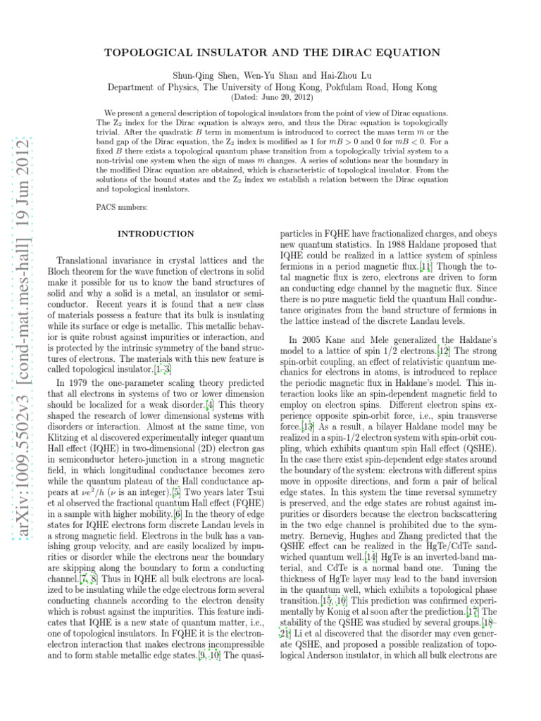 Topological Insulators | PDF | Condensed Matter Physics | Materials Science
