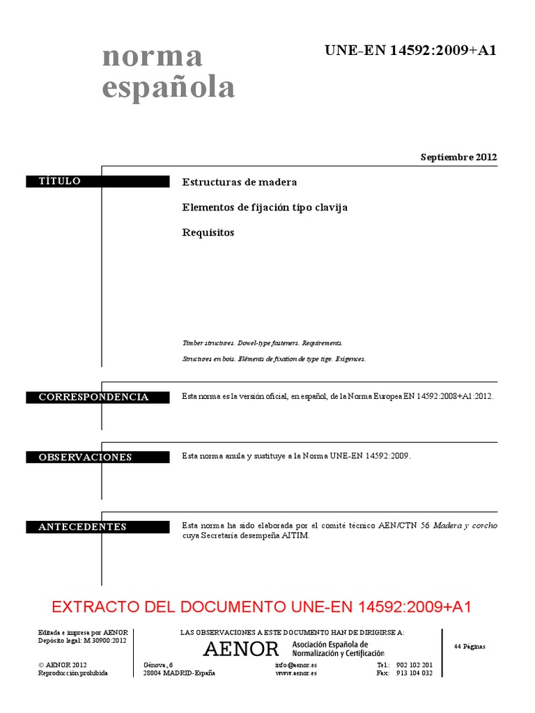 (Ex) Une-En 14592 2009+a1 2012 | PDF | Acero | Tornillo