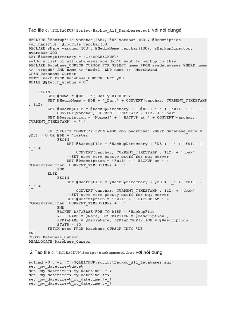 Backup Sql Server Database Pdf Application Software Computing